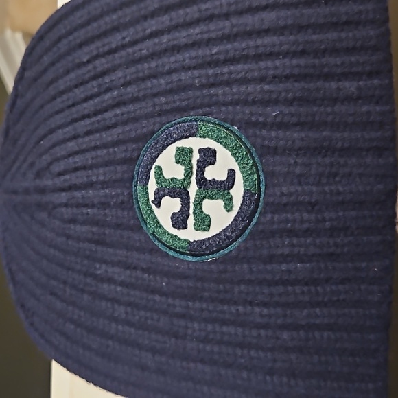 Tory Burch | Accessories | Tory Burch Navy Beanie With Green Logo ...